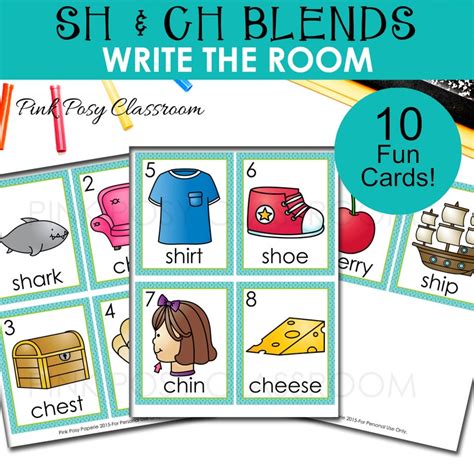 Consonant Blends Vocabulary Cards Blends Sh And Ch Printable Blends