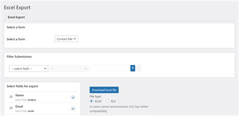 export your ninja forms submission to an excel spreadsheet
