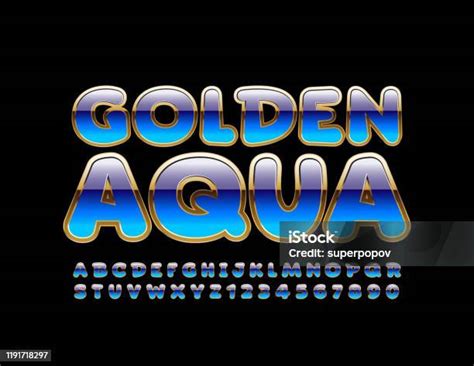 벡터 아름다운 기호 골든 아쿠아입니다 빛나는 알파벳 문자와 숫자 0명에 대한 스톡 벡터 아트 및 기타 이미지 0명 개념 고급 Istock