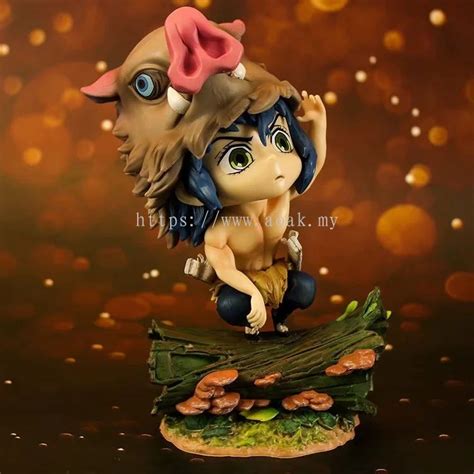 Ready Gk Hashibira Inosuke Q Figure Desktop Decoration Demon Slayer Toys 鬼灭之刃 猪头 嘴平伊之助 场景 Q版公仔