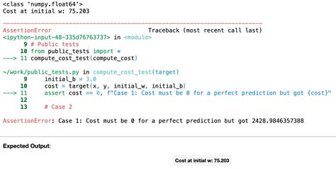 C1w2linearregression Getting Assertion Errors Despite Correct Values Supervised Ml