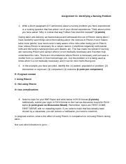Assignment 1 Nursing Problem And PICO 1 Docx Assignment 1 Identifying A Nursing Problem 1