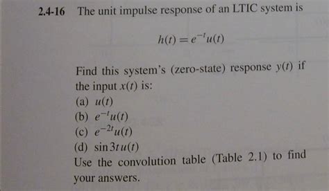 Solved 24 16 The Unit Impulse Response Of An Ltic System Is