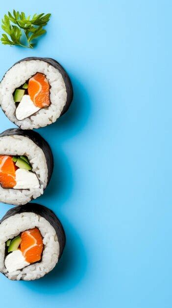Premium Photo Three Round Sushi Rolls Looking Cute