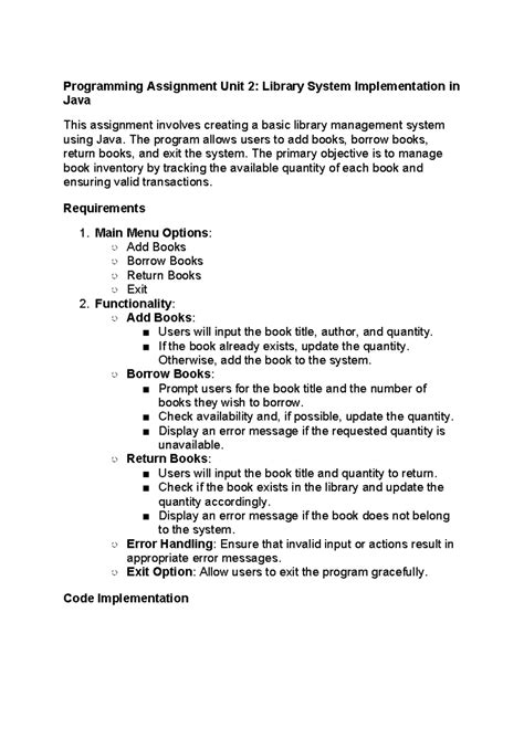 CS 1102-01 Programming Assignment Unit 2 - Programming Assignment Unit 2: Library System - Studocu