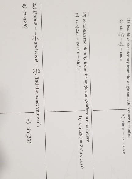 Solved 1 Establish The Identity From The Angle Chegg Com
