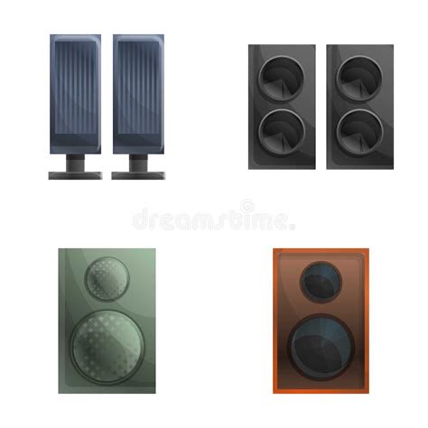 Acoustic Speaker Icons Set Cartoon Vector Acoustic Audio System Stock