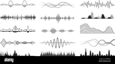 Monochrome Audio Sound Waves Song Or Voice Symbols Radio Frequency Monitor Vibration And