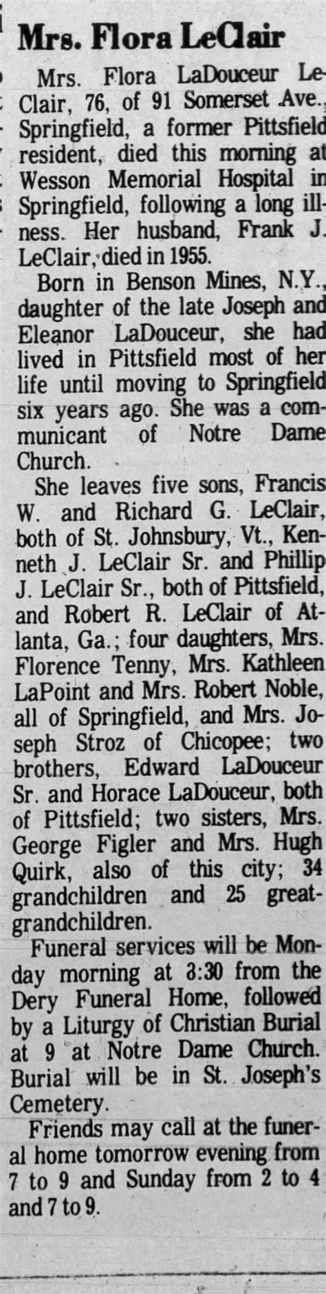 Obituary For Eleanor Ladouceur ™