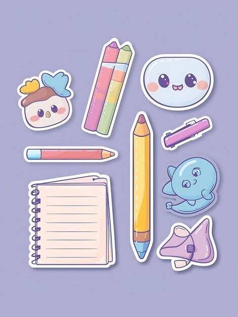 Las pegatinas de papelería Kawaii son muy bonitas Imagen Premium generada con IA