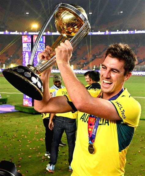 Australian Captain Pat Cummins Holds The Trophy After Winning The Icc