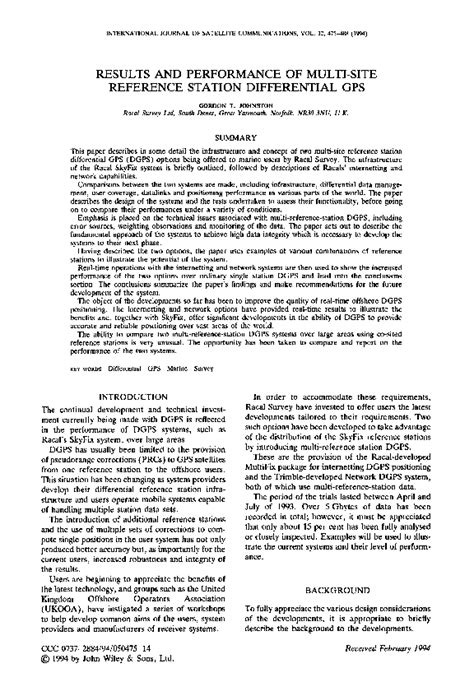 Pdf Results And Performance Of Multi Site Reference Station