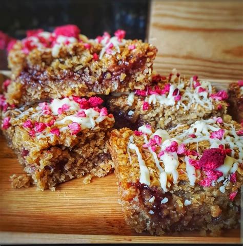 Raspberry And White Chocolate Flapjack Gf Vegan Pretty Messy Cakes