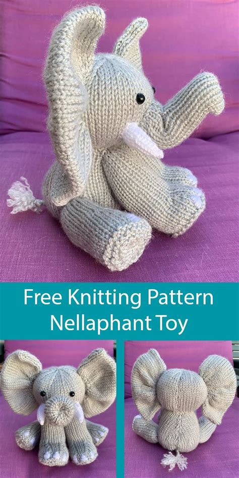 Free Knitting Pattern For Nellaphant Elephant Toy Knitting Patterns