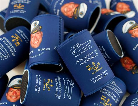 Custom Bucks Party Stubbies 5mm Neoprene Overlocked Stubby Holder With