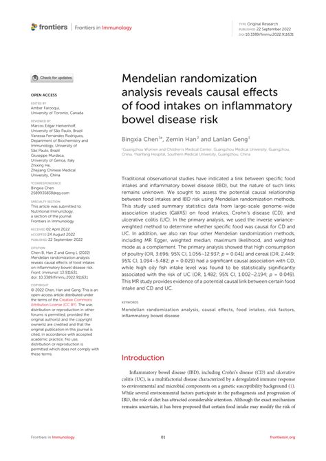Pdf Mendelian Randomization Analysis Reveals Causal Effects Of Food