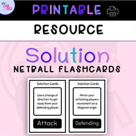 Netball Attacking And Defending Solution Flashcards Learning Support Aids Lower Ability Pupil