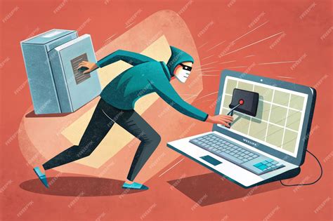 Cybercriminal Hacking Into Laptop Computer An Illustration Depicting A