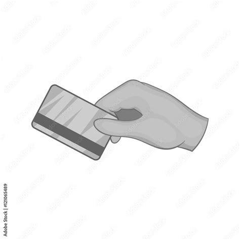Hand Holding Credit Card Icon In Black Monochrome Style Isolated On