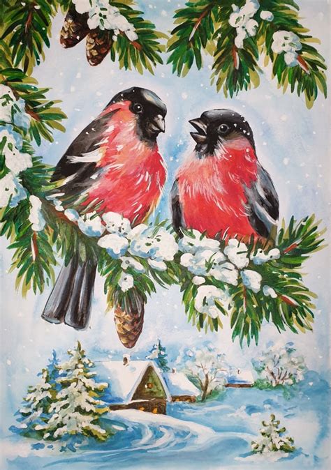 Pin by Елена on зимний пейзаж | Nature art painting, Canvas art ...