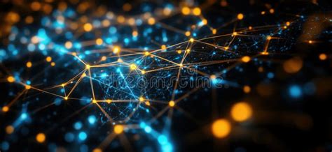 Abstract Digital Network Visualization Glowing Blue Orange Nodes