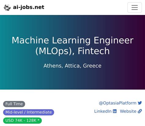 Hiring Machine Learning Engineer Mlops Fintech In Athens Attica Greece Raimljobs