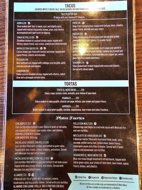 Menu At El Mero Mero Taqueria Restaurant Edmonton
