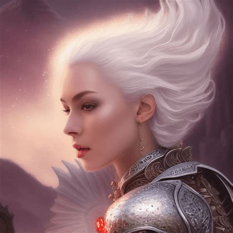 Beautiful Woman With White Pearlescent Short Hair Curly White Hood