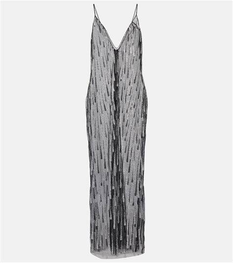 Embellished Semi Sheer Maxi Dress In Black Rodarte Mytheresa