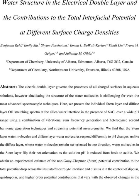 Water Structure In The Electrical Double Layer And The Contributions To The Total Interfacial