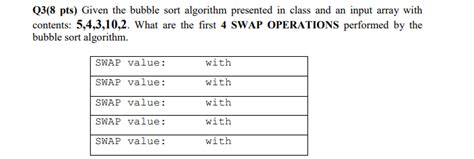 Solved Q Pts Given The Bubble Sort Algorithm Presented Chegg