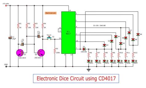3 Electronic Dice Circuit With 7 Segment Display Using CD4017 ElecCircuit
