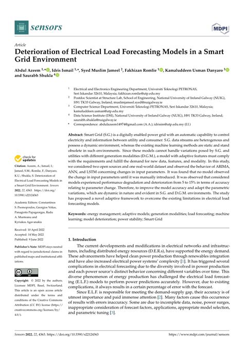 Pdf Deterioration Of Electrical Load Forecasting Models In A Smart Grid Environment