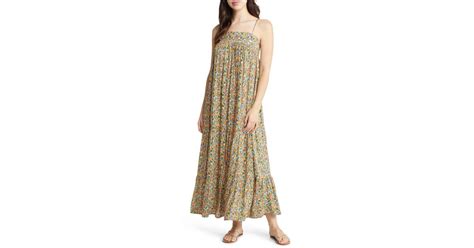 Rip Curl Afterglow Ditsy Floral Tiered Maxi Sundress In Natural Lyst