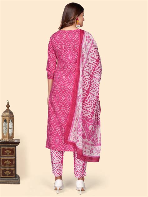 Dark Pink Straight Cotton Kurta Set Vbuyz