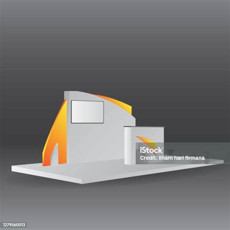 간단한 벽 부스 모형 이벤트 3d 렌더링을 위한 전시 스탠드 키오스크에 대한 스톡 벡터 아트 및 기타 이미지 키오스크 박람회 부스 Istock