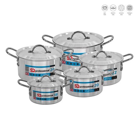 Комплект 5 броя Тенджери Carina Алуминиеви 18 26 см Сребрист Терзико