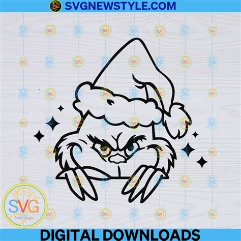Grinch Face Outline Svg Merry Grinchmas Svg Grinch Face Svg Png