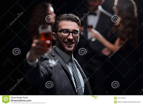 Elegant Man Raising His Glass With The Toast Stock Image Image Of