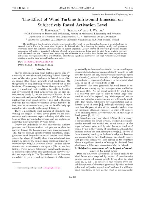 pdf the effect of wind turbine infrasound emission on subjectively