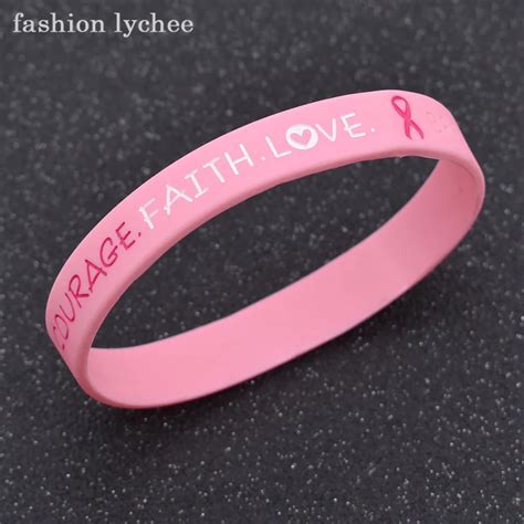 Fashion Lychee Breast Cancer Awareness Silicone Rubber Wristband