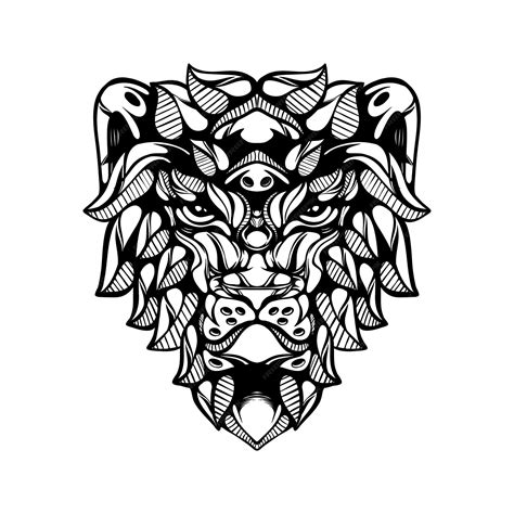 Decoratieve Lijntekening Van Een Leeuwenkop Premium Vector