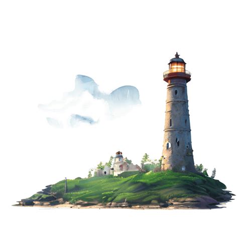 Watercolor Lighthouse Island Night · Creative Fabrica
