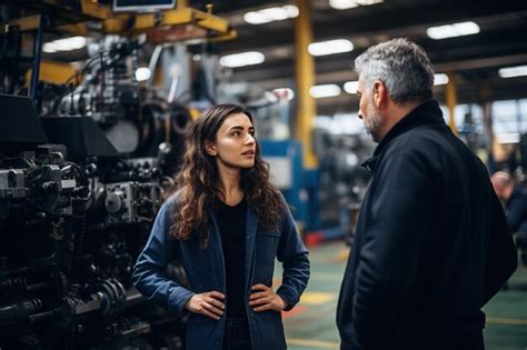 Premium Photo A Project Engineer Talks To A Female Operator