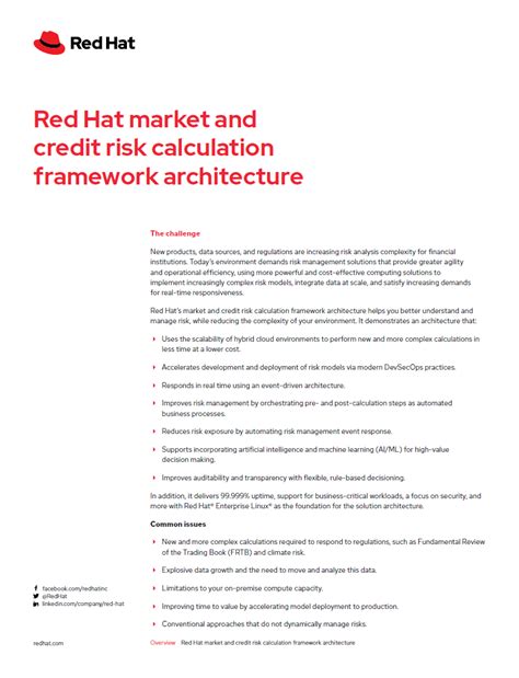 Red Hat Market And Credit Risk Calculation Framework Architecture