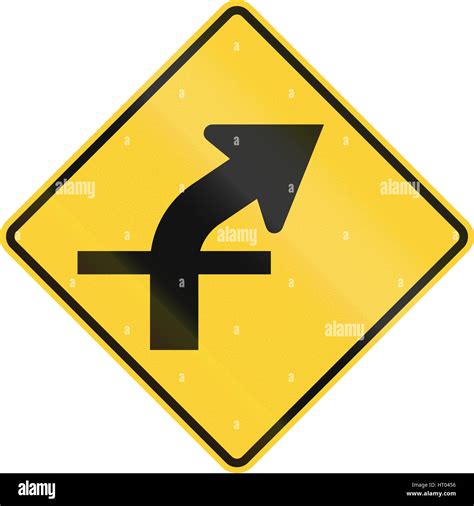 United States Mutcd Warning Road Sign Intersection In Curve Stock