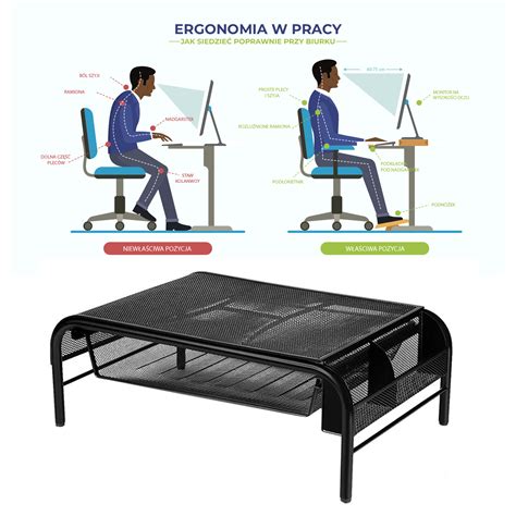 Metalowa podstawka z szufladą pod monitor laptop sklep Ameco wszystko do Twojego biura