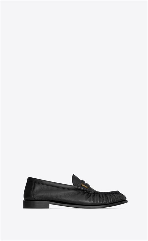 Le Loafer Penny Slippers In Shiny Creased Leather Saint Laurent
