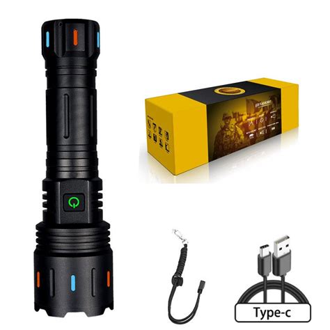 Super Bright Rechargeable Zoom Led Tactical Flashlight 30w Type C Rech