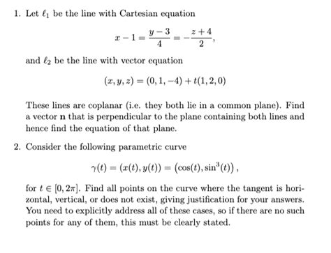 solved 1 let ℓ1 be the line with cartesian equation